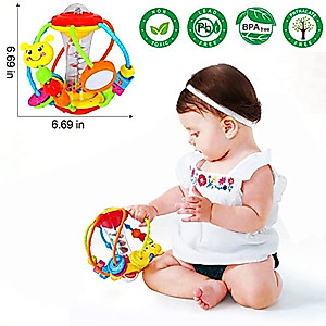 HOLA Baby Toys 6 to 12 Months Baby Toys 0-6 Months, Baby Rattles Activity Ball Infant Toys, Shaker Grab Spin Rattle, Crawling Educational 6 Month Old Baby Toys for 3, 6, 9, 12 Months Baby Boys Girls