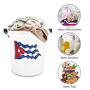 Cuba Flag Large Laundry Basket Hamper Bag Washing with Handles for College Dorm Portable