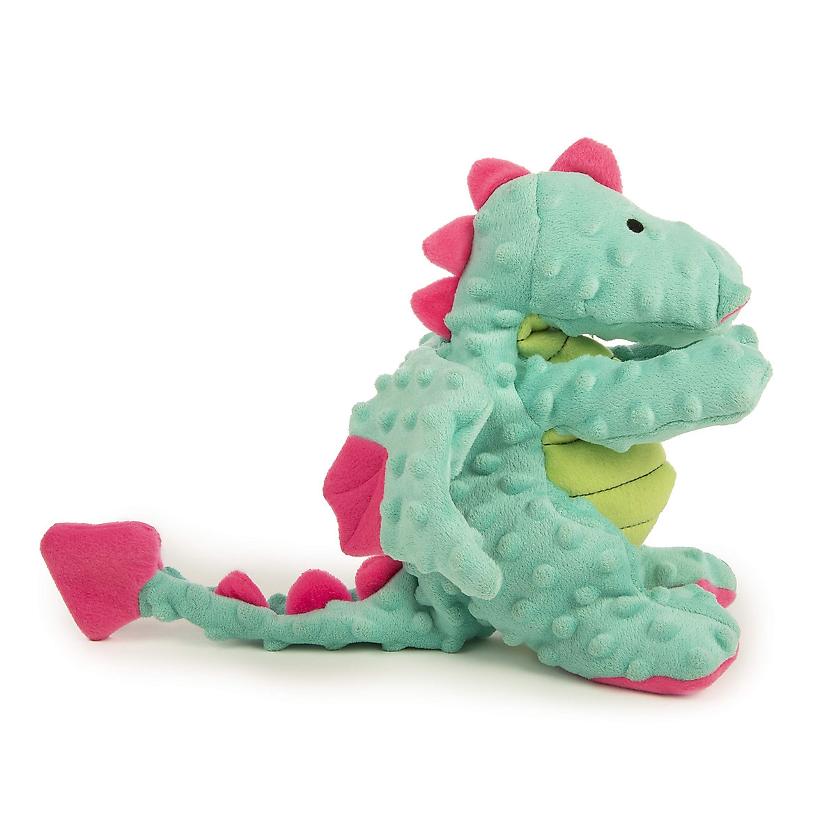 goDog Dragons with Chew Guard Technology Durable Plush Squeaker Dog Toy, Large, Seafoam, Plush Dog Toy