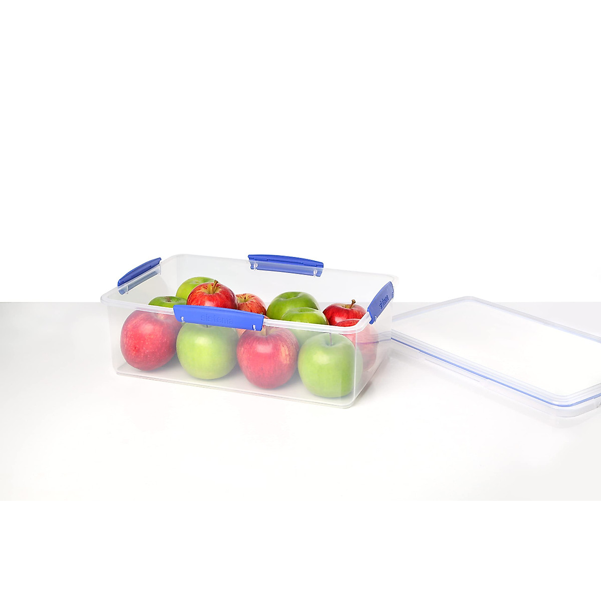 Sistema Large Food Storage Container with Lid for Lunch, Meal Prep, and Leftovers, Dishwasher Safe, 236oz, Clear/Blue