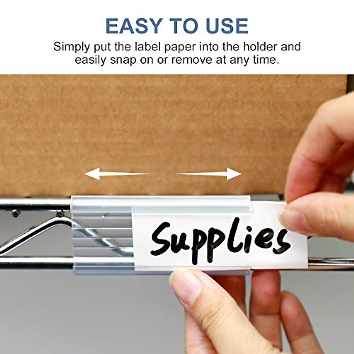 Lenink 30Pcs Wire Shelf Label Holders,Plastic Wire Rack Label Holder,Compatible with Metro 1-1/4in Shelves,Label Area 3in Lx1.25in H (Label Paper Insert Not Included)