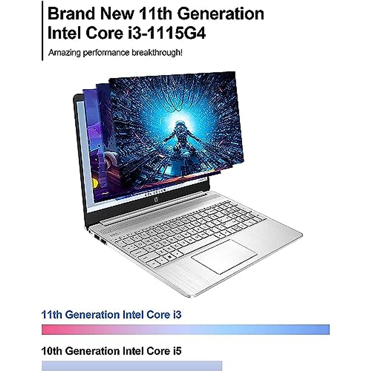 HP 2023 Newest Laptop, 15.6" Touchscreen Display, Intel Core i3-1115G4 Processor(Beat i5-1035G4), 8GB RAM, 256GB SSD, WiFi, Bluetooth, Numeric Keypad, Windows 11 Home in S Mode, Silver