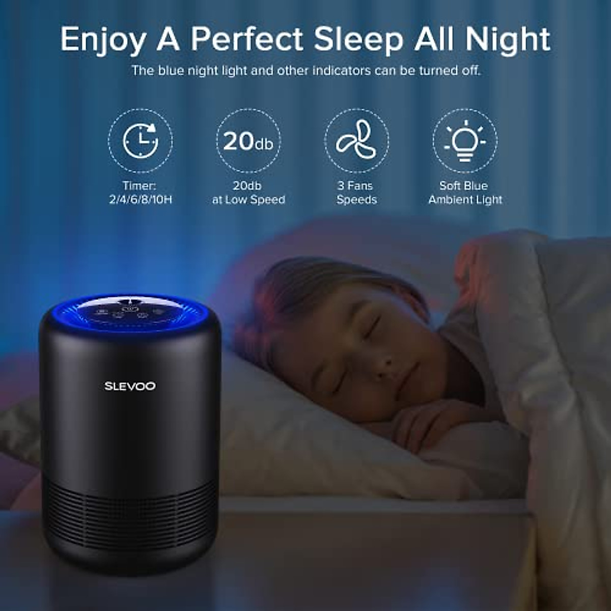 Slevoo Air Purifiers for Home with Aromatherapy, H13 True HEPA Air Purifier, Quiet Air Cleaner for Dust, Smoke, Pets Dander, Pollen, Odors - Ozone Free
