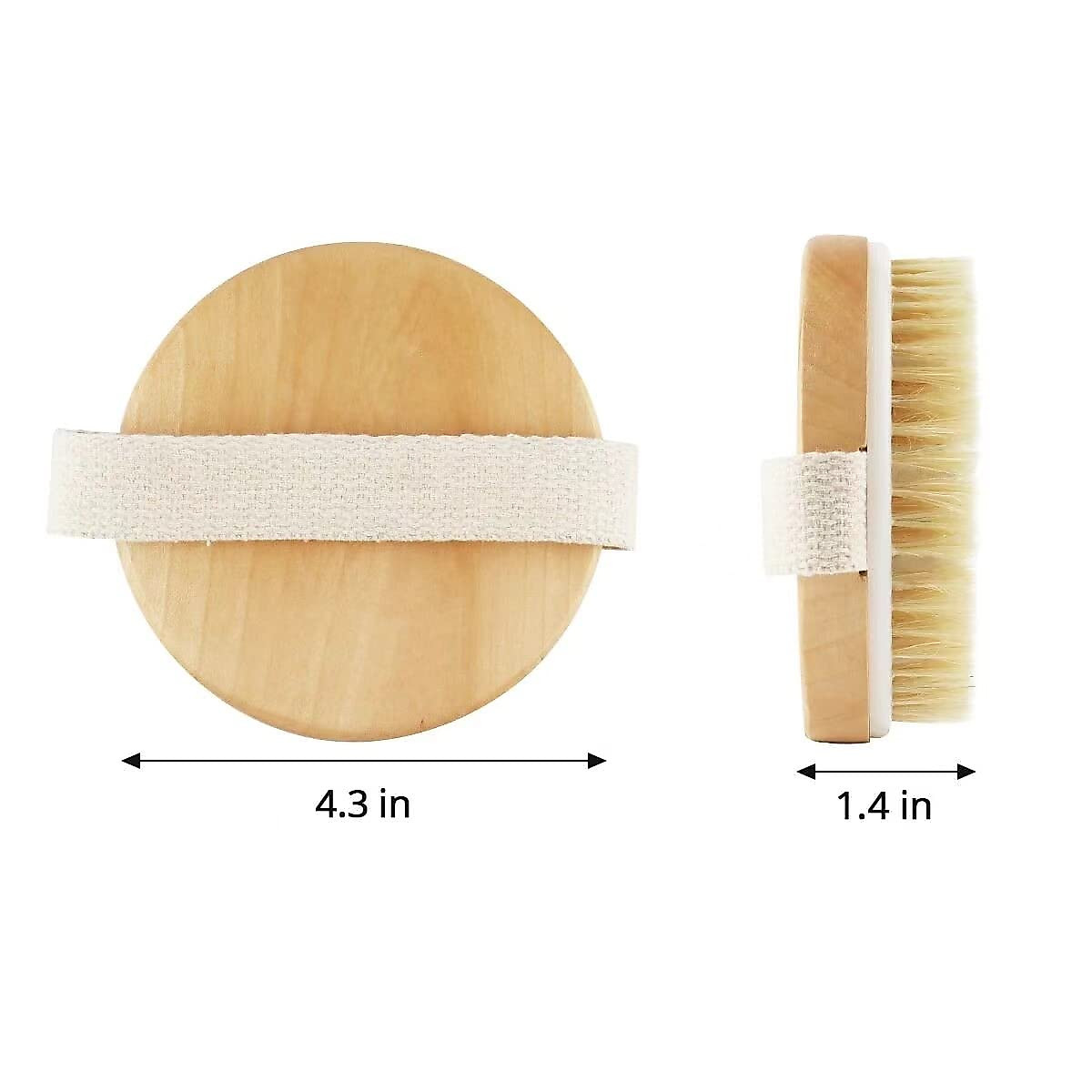 Daailoktau Natural Bristle Dry Body Brush Exfoliating Body Scrubber with Massage Nodules for Dry Skin, Cellulite and Lymphatic Drainage