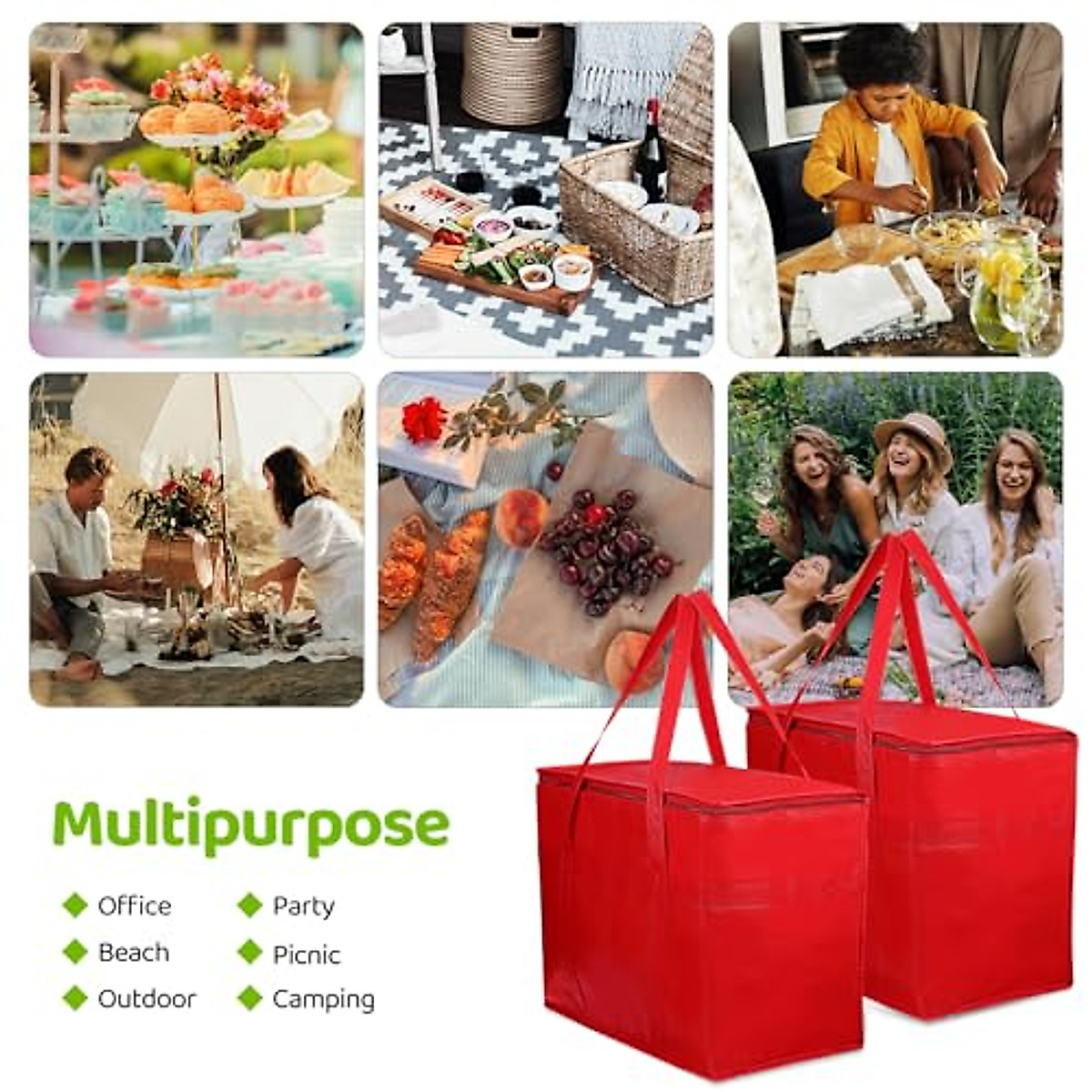 LABRIMP 4pcs Insulation Bags Insulated Thermal Bags Food Bag Freezer Shopping Bags Insulated Thermal Bags for Cold Food Insulated Bag Cooler on Wheels Warmer Bags Non-Woven Fabric