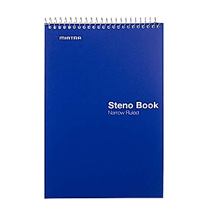 Mintra Office Steno Book - (Primary Colors, 8 Pads/Pack, Narrow Ruled) - 6inx9in, 100 Sheets per pad, POLY Cover, notebook for writing notes in school, university, college, work, office