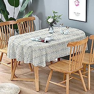 Bnejvif Oval Tablecloth, Modern Geometric Oval Tablecloth, Striped Tablecloth Indoor/Outdoor Waterproof Wrinkle Free Durable Oval Tablecloth for Oval Tables 54 X 72 Inch