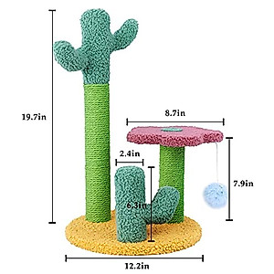 TNELTUEB Cat Scratching Post, Sisal Cat Scratching Post with 3 Different Height Poles and Hanging Ball Cat Interactive Toy for Tiny Kitten Cats Indoor Climbing Playing, Gift for Kitten