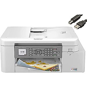 Brother MFC-J4335DW INKvestment Tank All-in-One Color Inkjet Printer, Print Scan Copy Fax, Auto Duplex Printing, Wireless Printing, 4800 x 1200 dpi, White, Bundle with Cefesfy Printer Cable