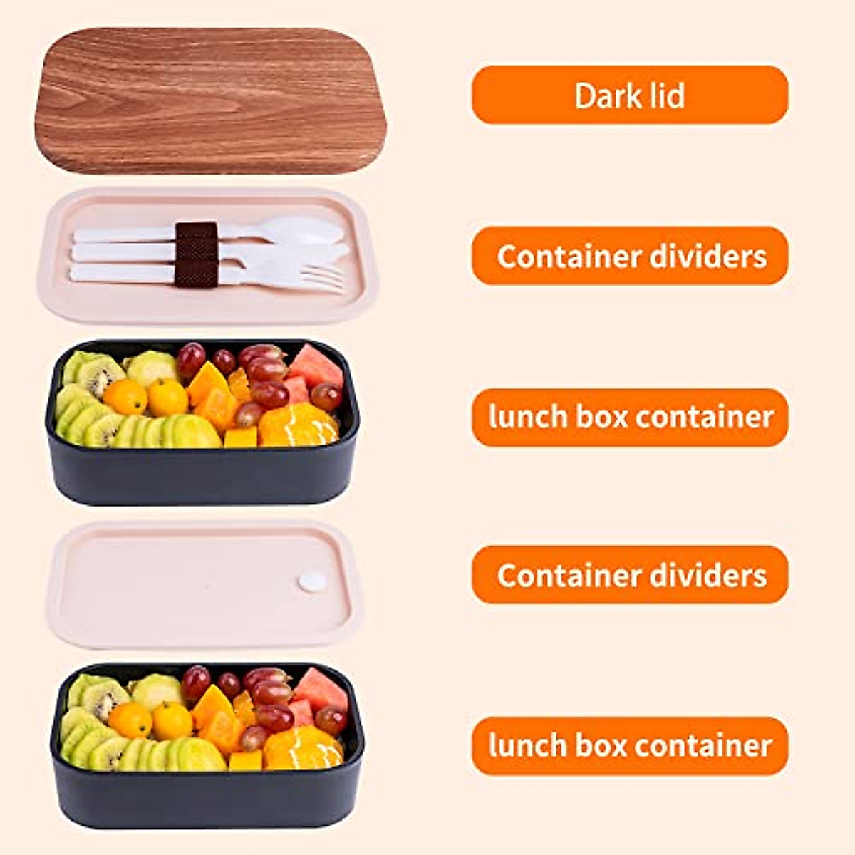 Uybieef Bento Box Adult Lunch Box with lunch bag,Japanese Lunch Box Containers for Adult,Bento lunch Box with Leakproof 54OZ Black