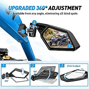 Nilight UTV Side Mirrors Aluminum X3 Rear View Mirror Upgraded 360 Degree Adjustment Compatible with 2016 2017 2018 2019 2020 2021 2022 2023 Can Am Maverick X3 Turbo R, 2 Years Warranty
