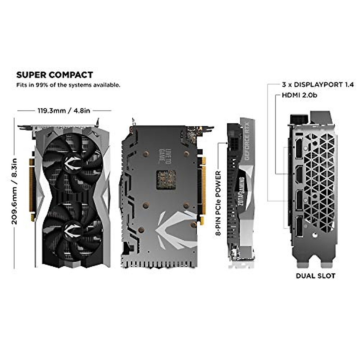 ZOTAC Gaming GeForce RTX 2060 Twin Fan 6GB GDDR6 192-bit Gaming Graphics Card, Super Compact, IceStorm 2.0, ZT-T20600F-10M