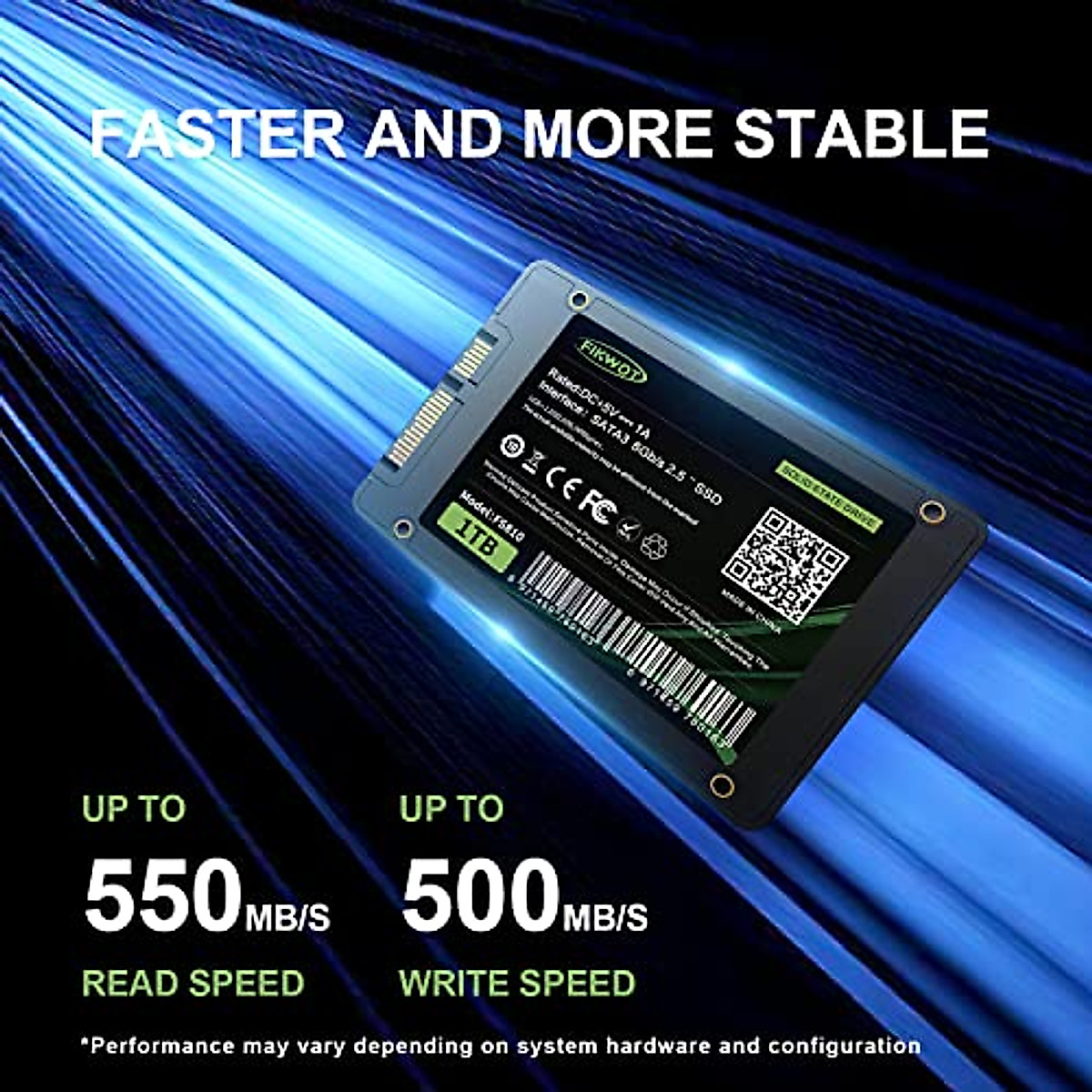 Fikwot FS810 1TB SSD SATA III 2.5" 6GB/s, Internal Solid State Drive 3D NAND Flash (Read/Write Speed up to 550/500 MB/s) Compatible with Laptop & PC Desktop