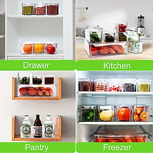 Homics Set of 10 Refrigerator Freezer Organizer Bins, Stackable Organization and Storage Containers for Food, Fruits, Vegetable, Pantry, Clear Containers with Lids BPA Free