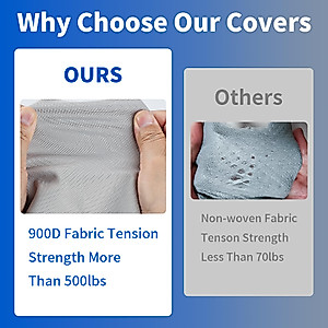 Tuszom 100% Waterproof Folding Camping Trailer Cover 900D Throughout Pop-up Camper RV Cover with 7 PCS Reinforced Windproof Straps Fits 12'-14' - All Season Protection for Motorhome