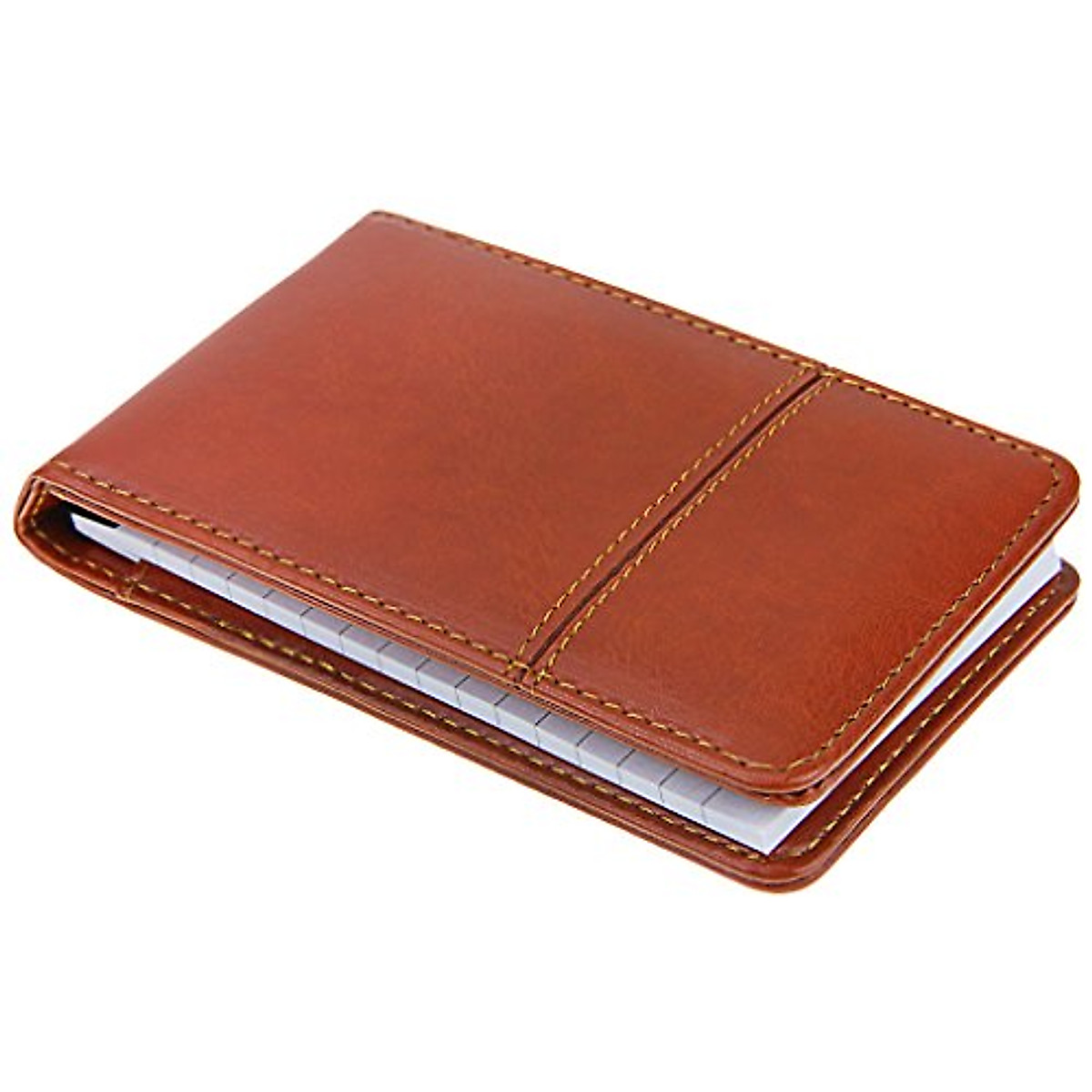 Small Pocket PU Leather Business Notebook Lined Memo Pad Holder Jotter Book Steno Notepad 3.5-Inch X 5.5-Inch Note Pad, Refillable, 8 Digital Calculator, Pen Holder Loop, Metal Ball Point Pen