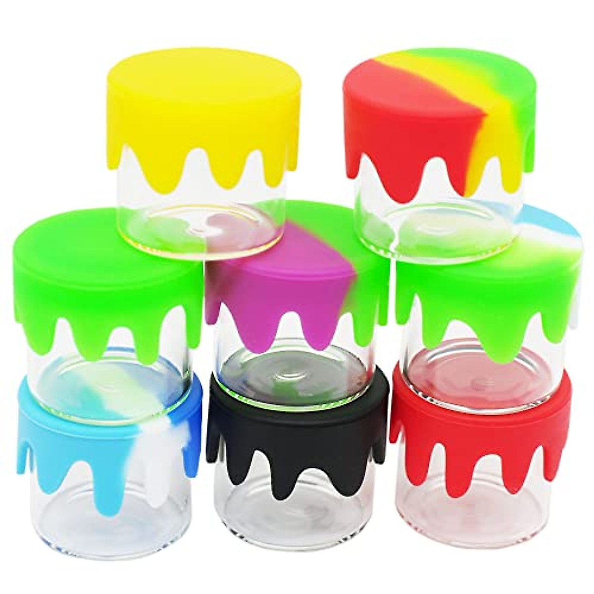 vitakiwi 6ml Round Glass Concentrate Container Airtight with Silicone Lid Multi Use Jars (8)