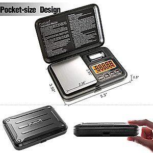 Fuzion Digital Pocket Scale 200g/0.01g, Scale Gram with LCD Display, Tare and PCS, Mini Digital Scale with 50g Calibration Weight for Jewelry, Coins, Powder, Herbs, Spices (Battery Included)