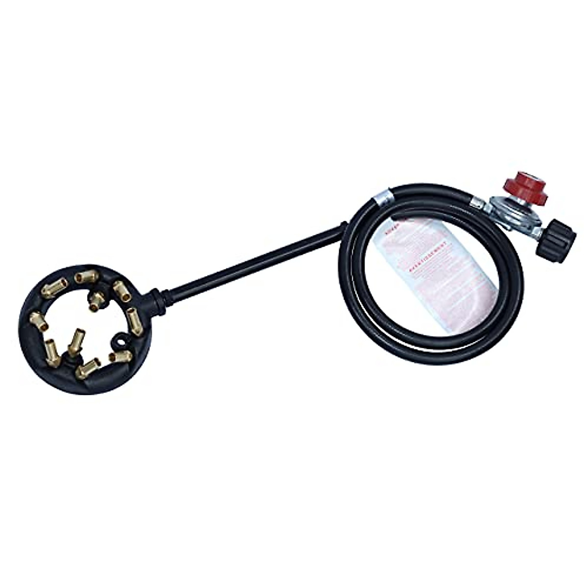 METER STAR 41,000 BTU 10 Jets Homemade Cast Iron Burner Assembly Flame Control System and High Pressure Regulator with Hose for DIY Forge Pizza Oven Turkey Fryer Accessories