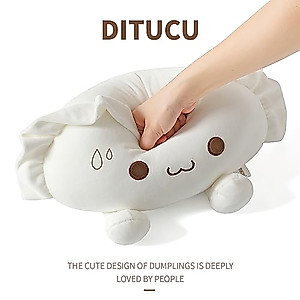 Ditucu Cute Dumpling Plush Pillow Funny Food Soup Dumpling Plushie Kawaii Stuffed Aniamls Toys Hugging Gifts for Kids White 14 inch
