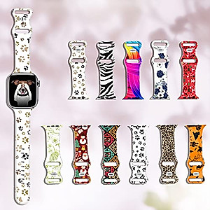 Chinber Sport Loop Band Compatible with Apple Watch 38mm 40mm 41mm, Fadeless Printed Pattern Soft Silicone Waterproof Replacement Strap for iWatch Series 8 7 6 5 4 3 2 1 SE, Color Dog Paw