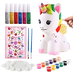 ACEHOOD Arts & Crafts for Kids Unicorn Gift for Girls Paint Your Own Unicorn DIY Craft Paint Art Supplies Unicorn Piggy Bank Coin Bank Unicorn Painting Kit Birthday Gift Craft for Kids Boys Girls