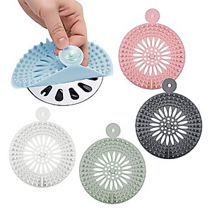 Ciel de Narin Shower Drain Hair Catcher Highly Durable Silicon Hair Sink Stopper Drain Cover Hair Trap Easy to Install and Clean Suit for Bathroom Shower Bathtub Tub and Kitchen 5 Pack