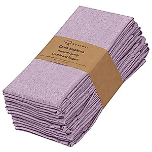 Ruvanti Cloth Napkins Set of 12, 18x18 Reusable Napkins Cloth Washable, Soft & Durable Table Napkins, Poly Cotton Fabric Dinner Napkins for Parties, Christmas, Thanksgiving, Weddings - Purple
