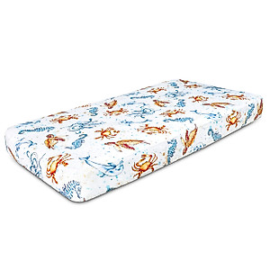 Nautical Design Crib Sheet | Soft Jersey Knit Cotton | Ocean Creature Decor