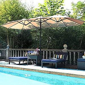 Sophia & William 15ft Patio Umbrella (Base Included), Extra Large Outdoor Double-sided Umbrella, Beige