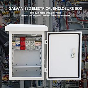 Electrical Enclosure Box Metal Galvanized Plate Enclosure IP Weatherproof Electrical Enclosure NEMA Electronic Equipment Enclosure Box with Internal Mounting Shelves (20x16x8”)