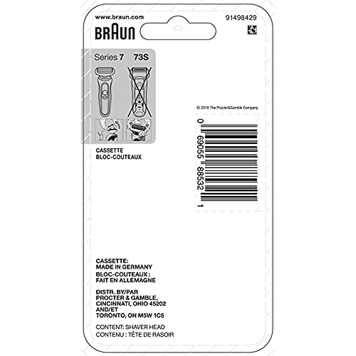 Braun Series 7 New Generation Electric Shaver 73s Replacement Head, Compatible with 7020s, 7025s, 7085cc, 7027cs, 7071cc and 7075cc Shavers