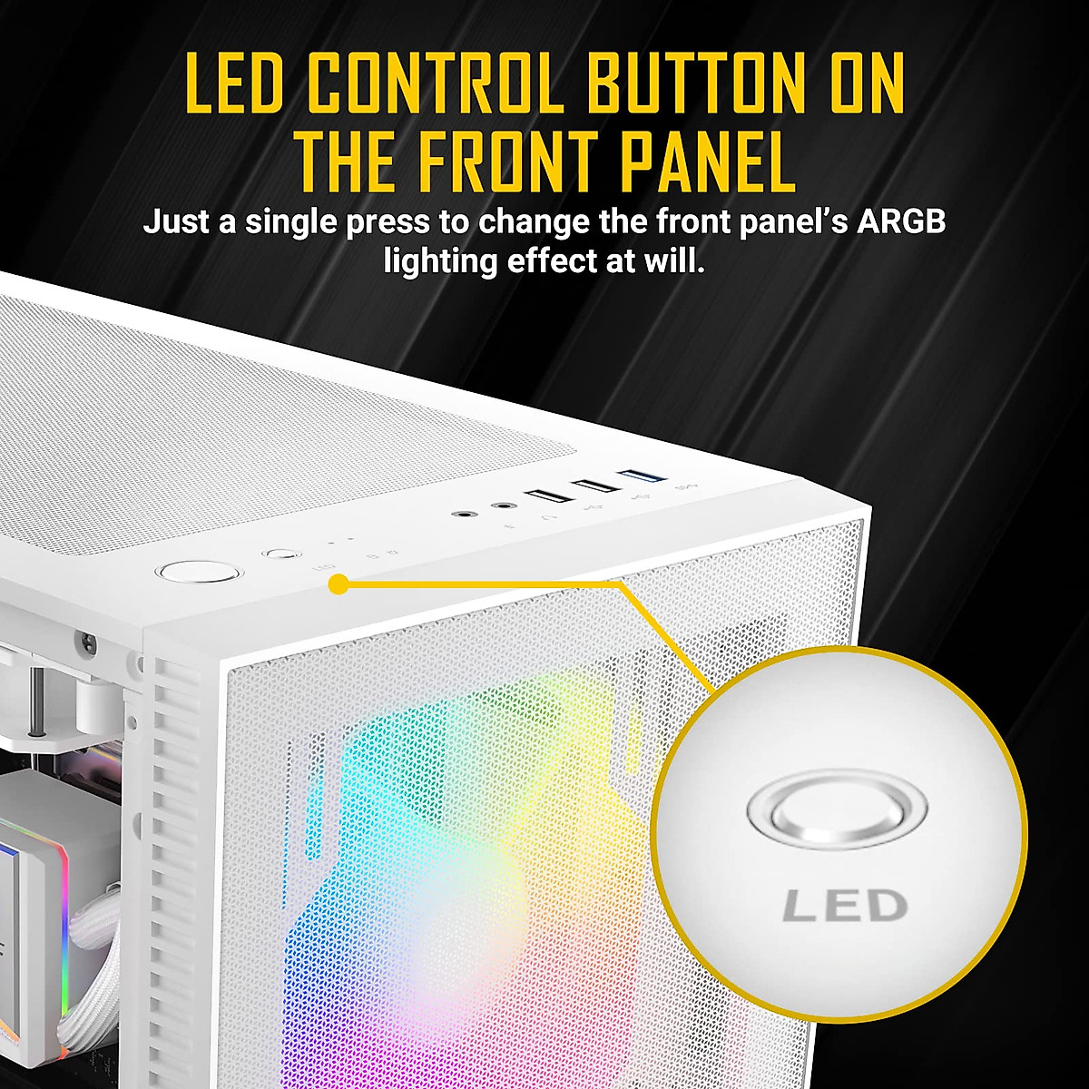 Antec NX410 ATX Mid-Tower Case, Tempered Glass Side Panel, Full Side View, Pre-Installed 2 x 140mm in Front & 1 x 120 mm ARGB Fans in Rear (White) (9734088000)