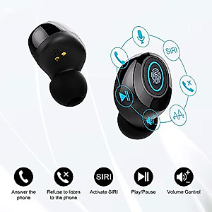 MuGo Wireless Earbud, Wireless Headphones Bluetooth 5.1 Headphones with Microphone, IP7 Waterproof Stereo Bluetooth Earphones Ear Bud, in-Ear Headset with LCD Display USB-C Fast Charge (Black)