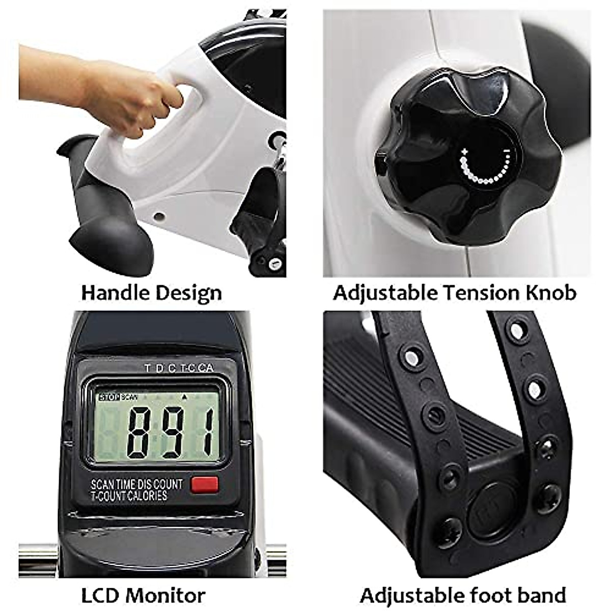 Hausse Portable Exercise Pedal Bike, White | Folding Portable Pedal Exerciser