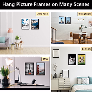 BOANKODU 8x10 Picture Frame Set of 2, Made of High Definition Transparent Plastic for 5x7 with Mat or 8x10 Without Mat, Wall Mounting Photo Frames, Black