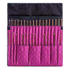 DeNOA Knitting Needle Storage Case - Crochet Hook Folding Organizer Travel Wrap - Orchid