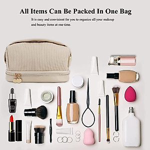 Makeup Travel Bag for Women, Large Capacity Water Proof Vegan Leather Cosmetic Bags, Double Layer Make up Organizer Bag