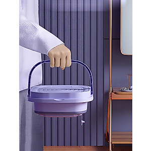 Wakatipu Foldable Washing Machine, 8L High Capacity Mini Washer, with 3 Modes Deep Cleaning,Half Automatic Small Washer for Baby Clothes Underwear or Small Items,RV Travel laundry (ABS Purple)