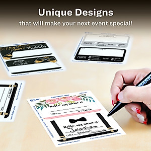 Avery Premium Wedding Guest Name Tags, No Lift No Curl, Black and Gray, 36 Handwriteable Name Stickers