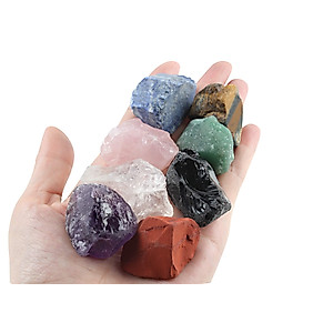 vuUUuv Chakra Stones Set -Natural Rough Raw Stone Reiki Healing Crystals for Healing, Meditation, Chakra Balance or Ritual（ Rough*8 pcs）