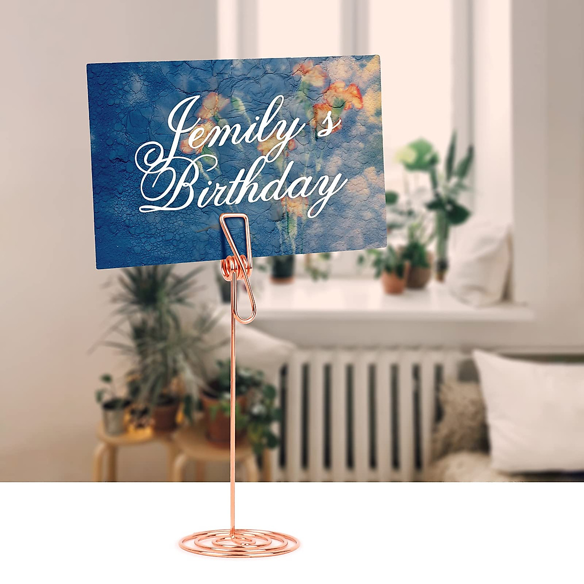 Muka 10pcs Place Card Holders, 6 Inch Fish-Shape Spring Steel Wire Clamp Photo Clips (Rose Gold)