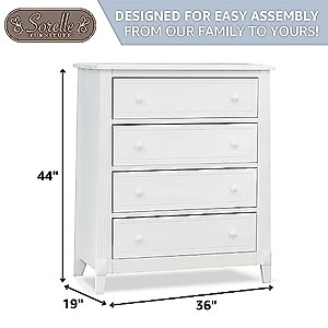 Sorelle Furniture Berkley Baby Dresser – Dresser for Nursery, Kids Bedroom Furniture, Dresser Drawers, Nightstand for Child’s Room with Drawers, Nursery Furniture for Infant-White