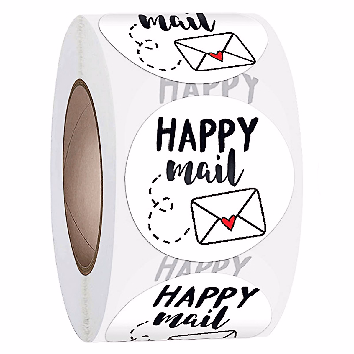 Happy Mail Labels 1 Inch Round 500 Stickers Envelop Seals for Small Business Shipping Packaging Sticker