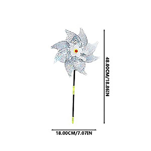 generic 4 Pcs Anti- bird Reflective Pinwheels Radiant Bird Blinder Bird Deterrent Garden Spinner Effectively Keep Birds Away for Yard Garden Farm
