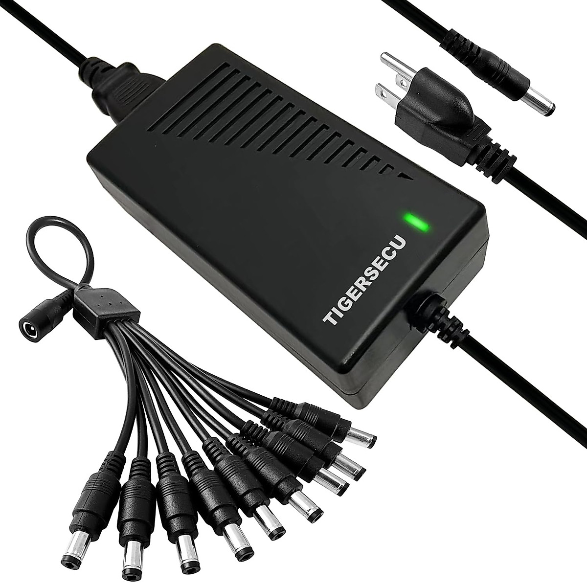 TIGERSECU Security Camera Power Adapter with 9-Way Power Splitter, 12V 5A 100V-240V 2.1x5.5mm Power Supply, Compatible with Lorex, Samsung, Q-See, Night Owl, Swann, Annke IP and BNC Cameras