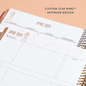 Erin Condren 7x9 Coiled Academic Planner (July 2024 - June 2025) - Watercolor Leia Cover, Star Wars Theme, Platinum Coil