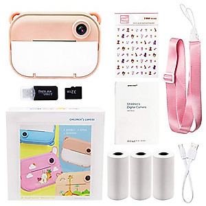 Joytrip Kids Instant Print Camera, Kids Camera with 2.4” HD Large Screen LCD, Zero Ink Digital Camera with Thermal Printing Paper and Cartoon Stickers, 3-14 Years Old Children Toy Learning Camera