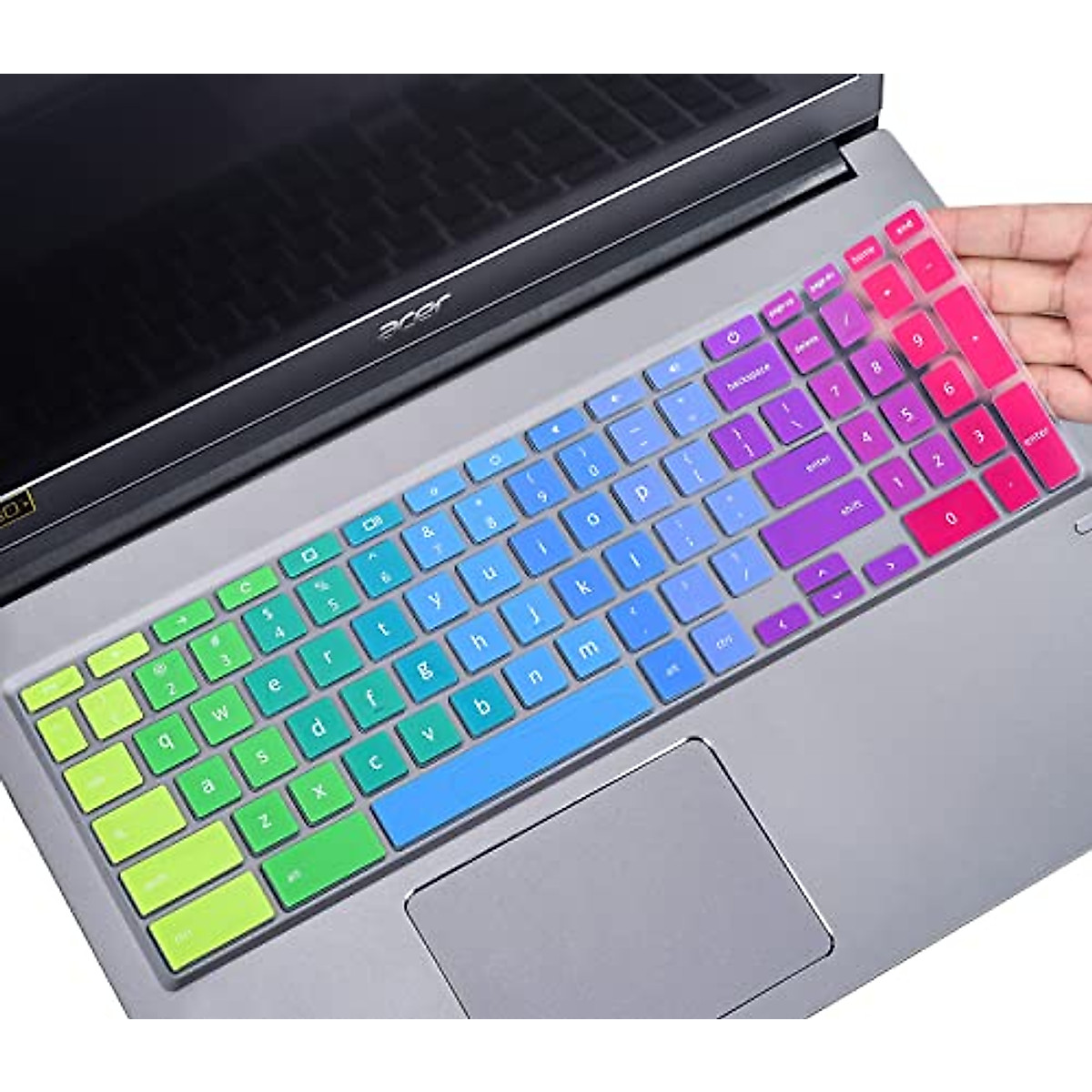 Colorful Keyboard Cover Skin for Acer Chromebook 15 315 CB315 715 CB715 15.6 inch Chromebook with Numeric Keypad, Acer Chromebook 317 CB317 17.3" Keyboard Skin Protector, Rainbow