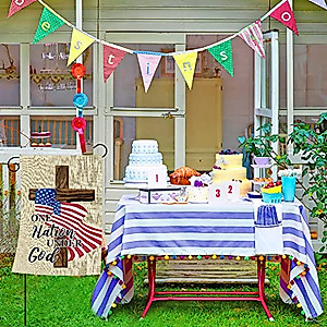 One Nation Under God Garden Flag 4th of July Patriotic Welcome Flag Memorial Day Garden Flag Independence Day Burlap Yard Sign Vertical Double-Sided arty Decorations Supplies for Indoor Outdoor Lawn 12.4 x 18.2 Inch